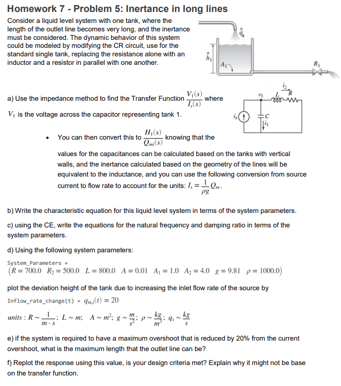 Homework 7 - Problem 5: Inertance in long lines | Chegg.com