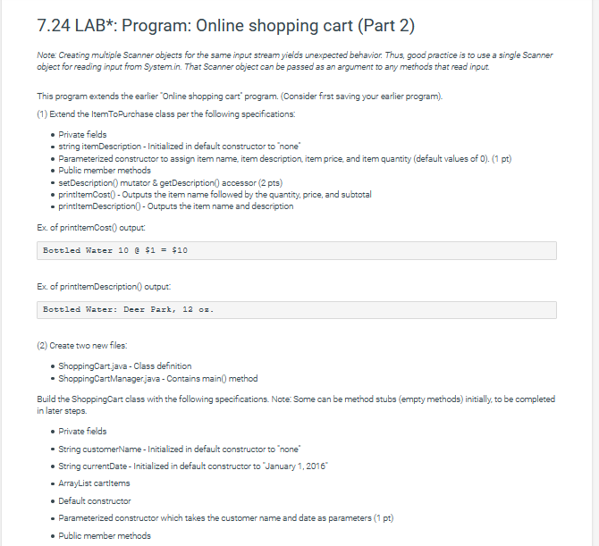 (Solved) : 724 Lab Program Online Shopping Cart Part 2 Note Creating ...