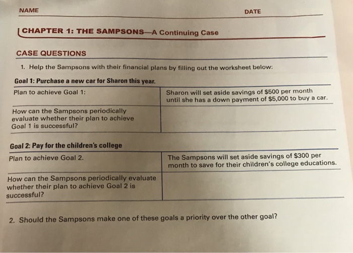 Solved THE SAMPSONS-A Continuing Case Dave and Sharon | Chegg.com