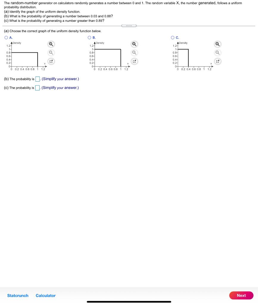 Solved The random-number generator on calculators randomly | Chegg.com