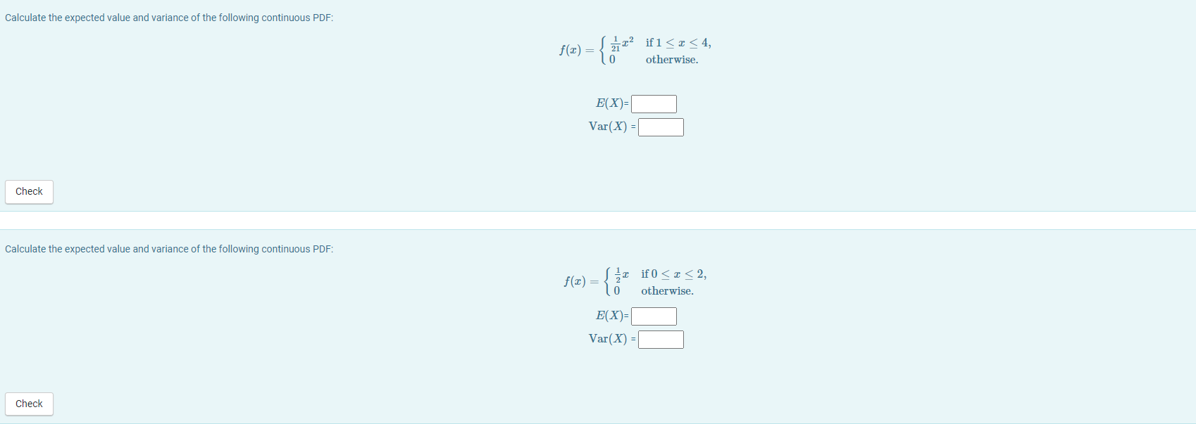 Solved Calculate the expected value and variance of the | Chegg.com