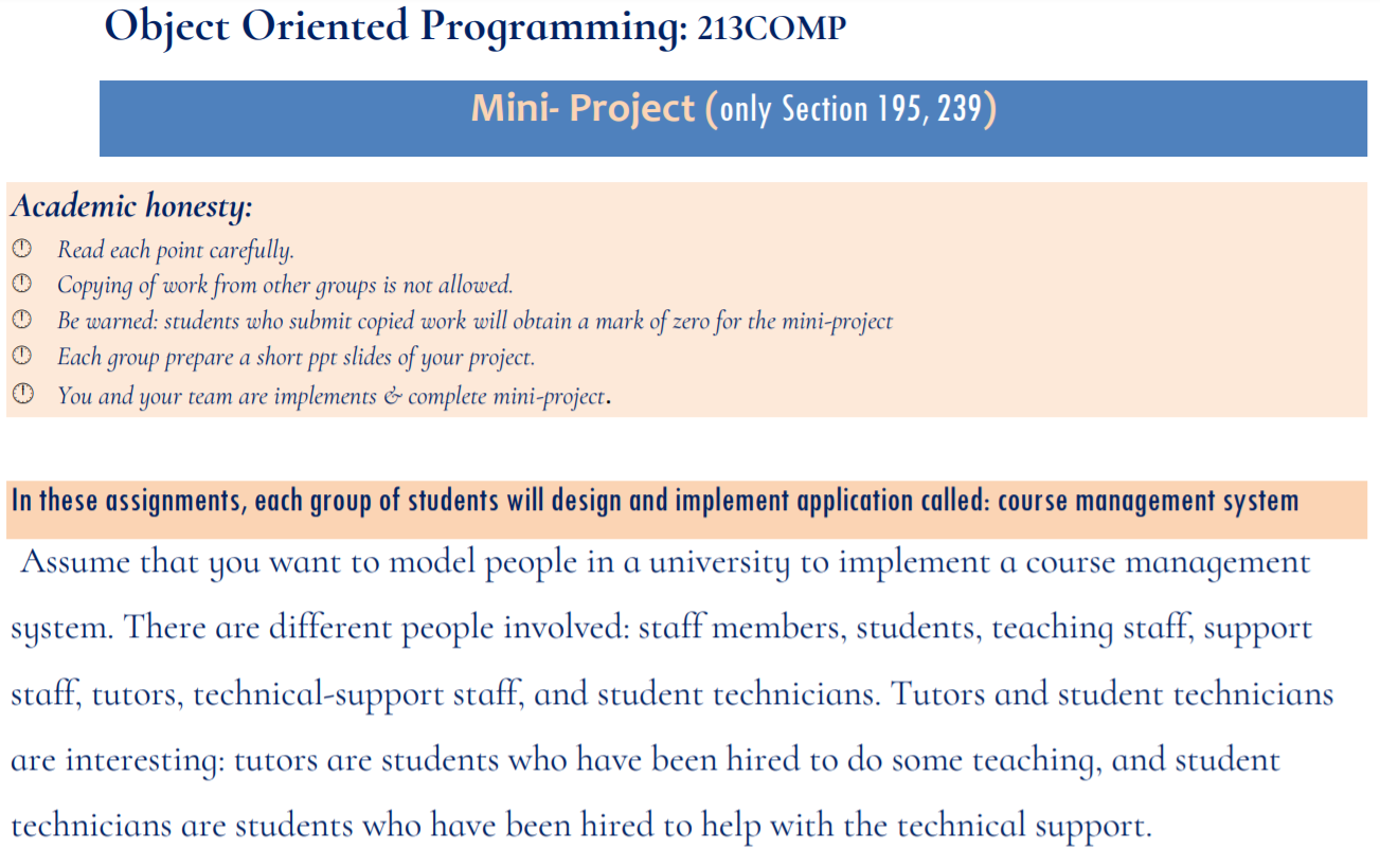 Solved I have a mini project for Oop programming, I want | Chegg.com