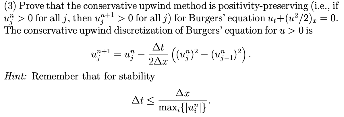 Solved (3) Prove that the conservative upwind method is | Chegg.com