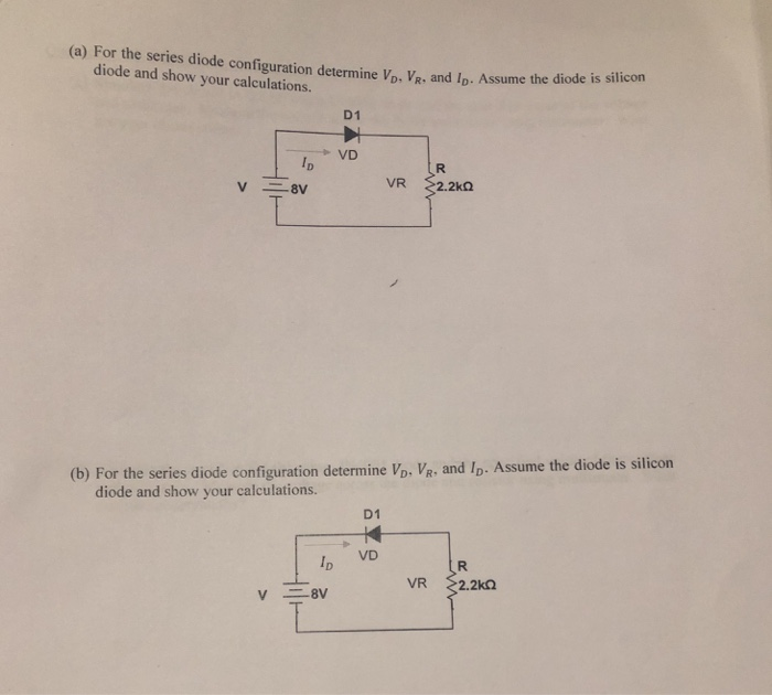 Solved (a) For the series diode configuration determine Vp. | Chegg.com