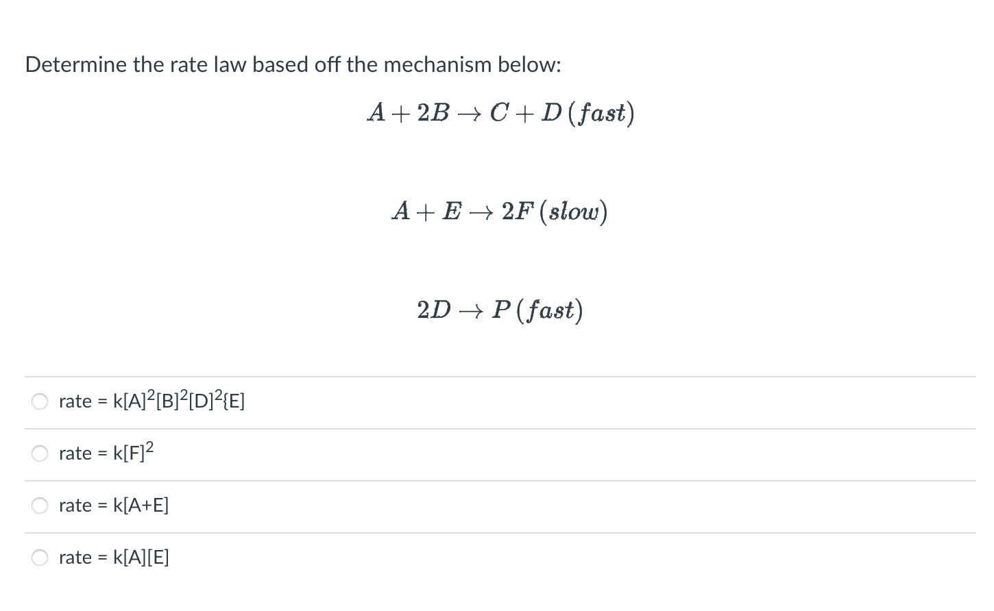 Solved Determine the rate law based off the mechanism | Chegg.com