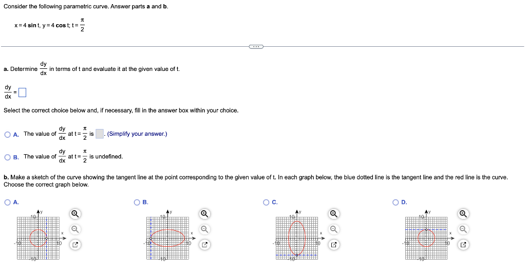 Solved Consider the following parametric curve. Answer parts | Chegg.com