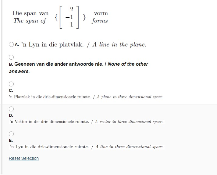 Solved 2 Die span van The span of { [1] } vorm forms A. 'n | Chegg.com