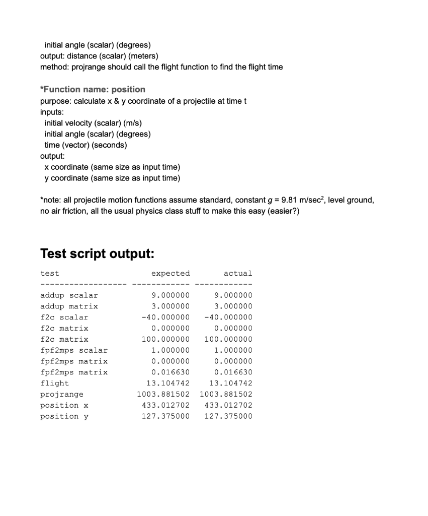 Solved Matlab Functions Write The Functions In Separate M 5038