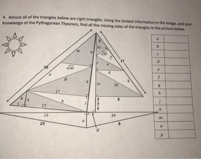 Solved Almost all of the triangles below are right triangle. | Chegg.com