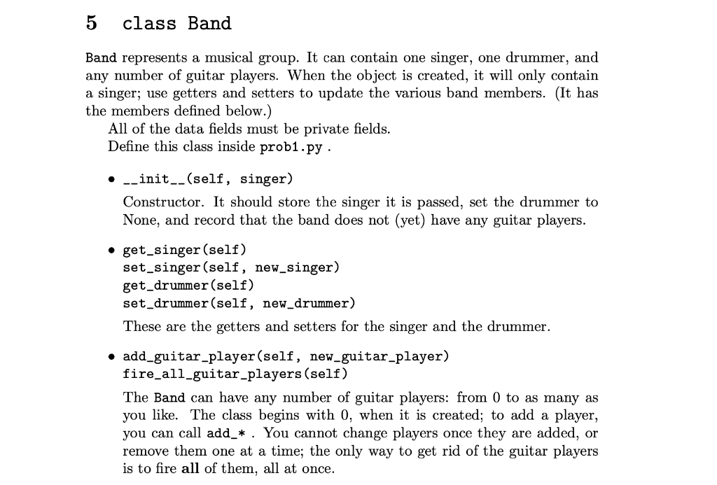 Solved 5 class Band Band represents a musical group. It can | Chegg.com