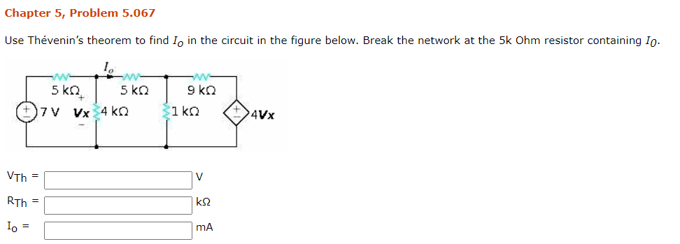 Solved Chapter 5, Problem 5.067 Use Thévenin's theorem to | Chegg.com