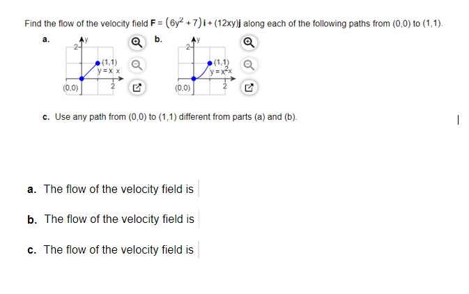 Solved Find the flow of the velocity field F = (6y2 + 7)i + | Chegg.com