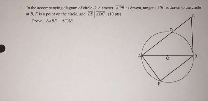Solved 1. In the accompanying diagram of circle O, diameter | Chegg.com