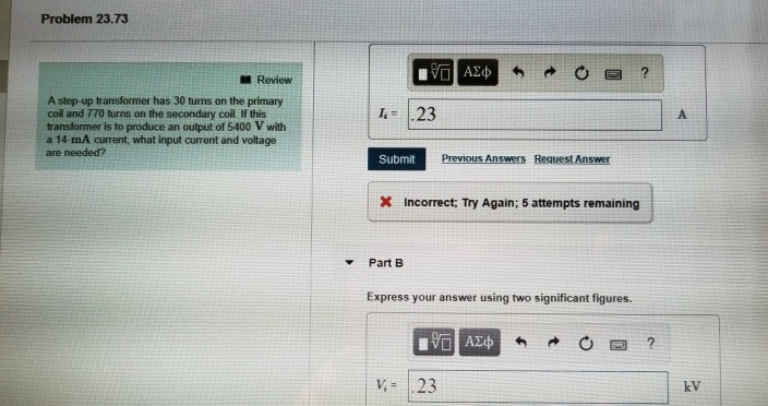 Solved Problem 23.73 Review A step-up transformer has 30 | Chegg.com