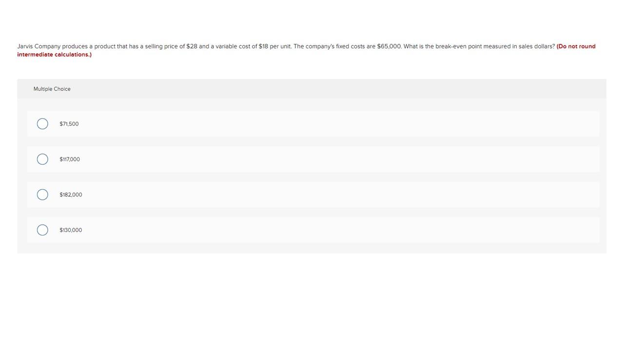 Solved intermediate calculations.) Multiple Choice $71,500 | Chegg.com