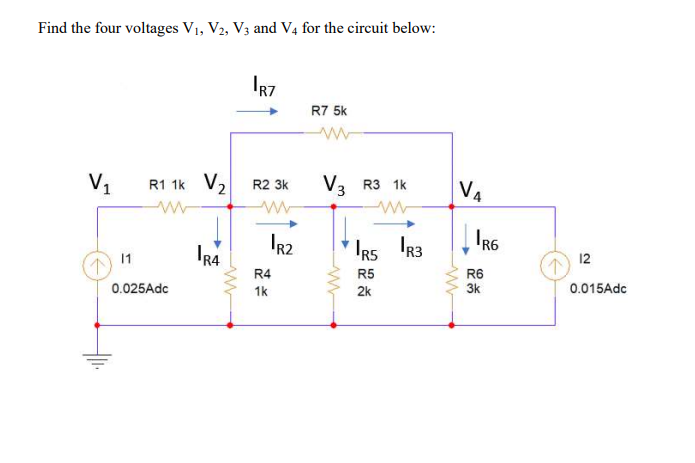 Solved Find the four voltages V1,V2,V3 and V4 for the | Chegg.com