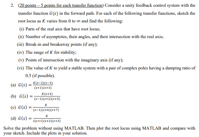 Solved 2. (20 points -5 points for each transfer function) | Chegg.com
