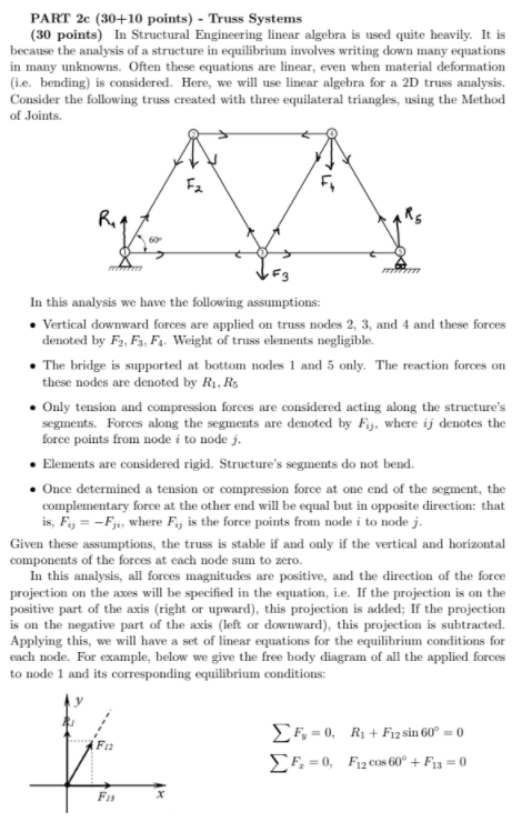 Solved PART 2c (30+10 points) - Truss Systems (30 points) In | Chegg.com