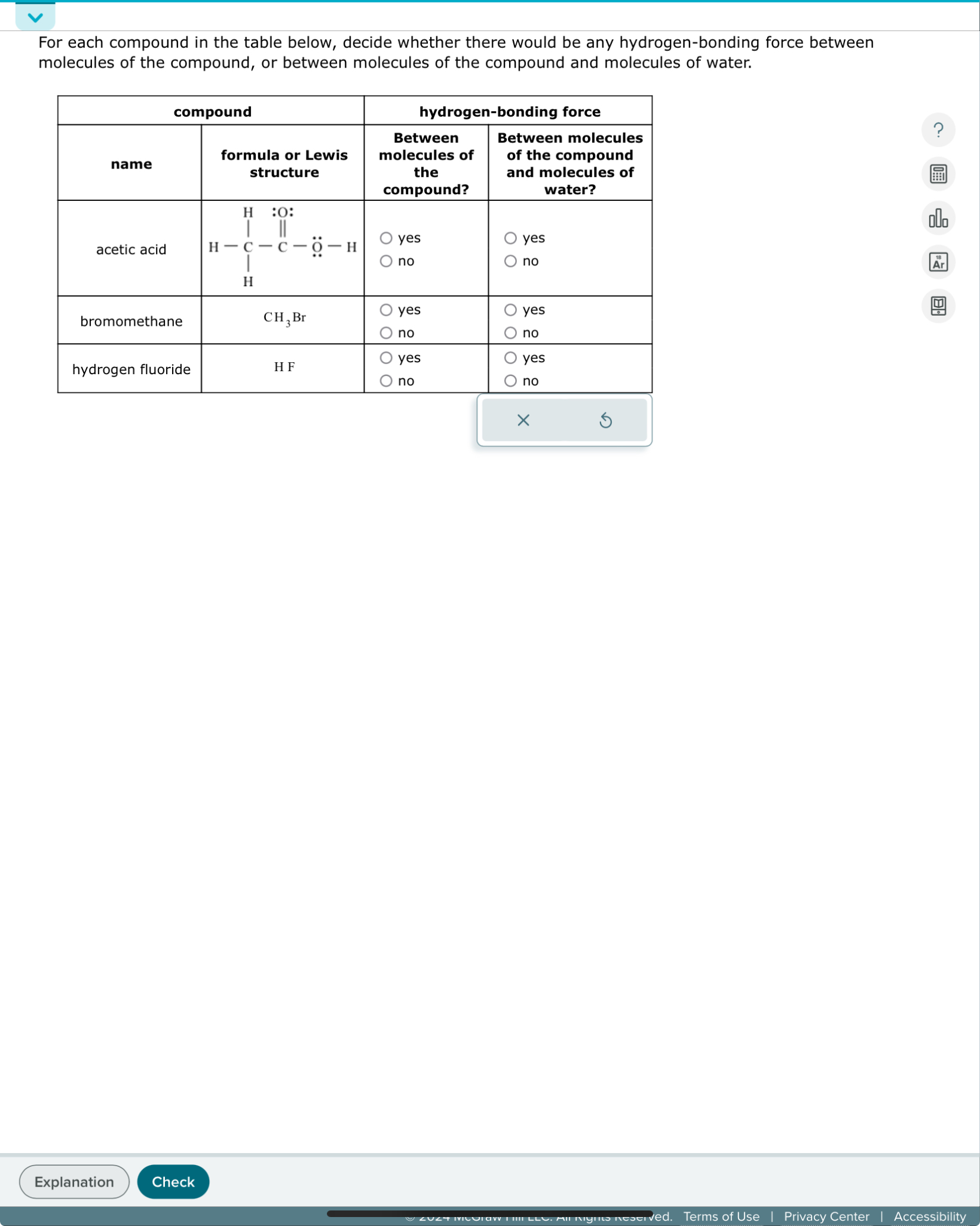 Solved For each compound in the table below, decide whether | Chegg.com