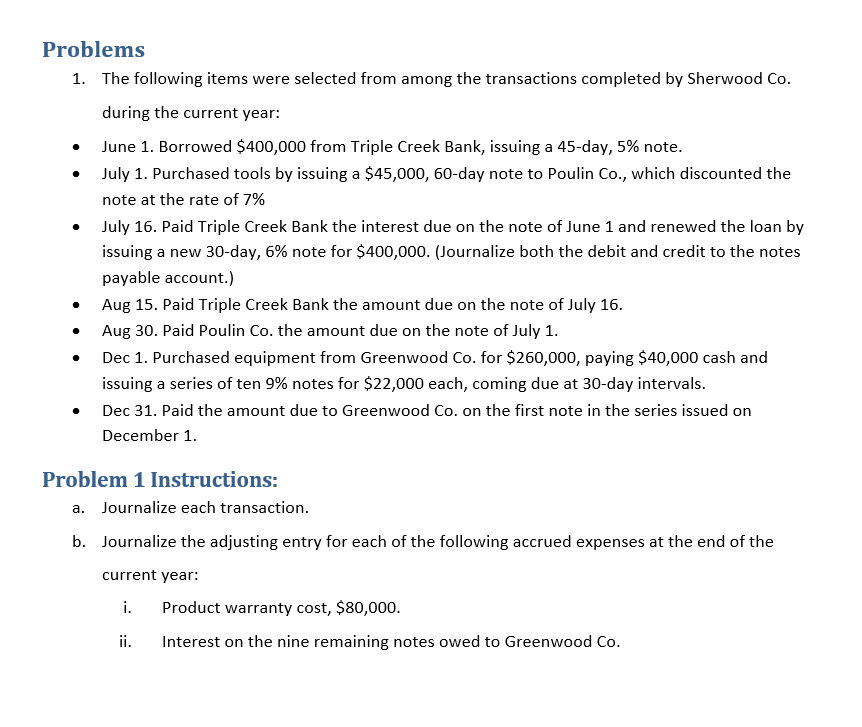 Solved Problems 1. The following items were selected from | Chegg.com