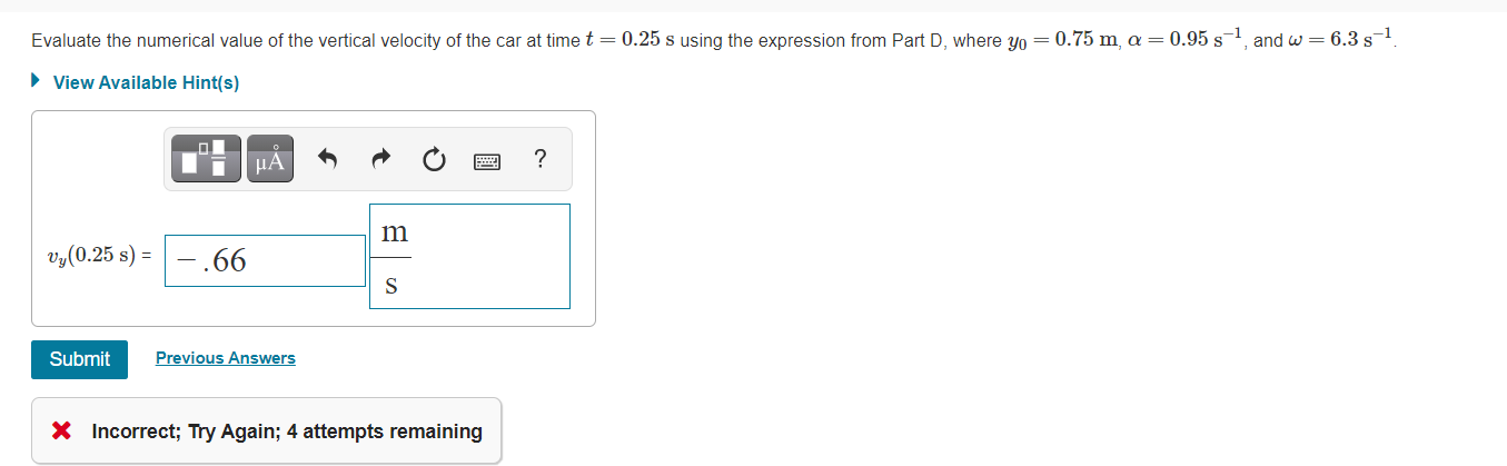 Evaluate The Numerical Value Of The Vertical Velocity Chegg