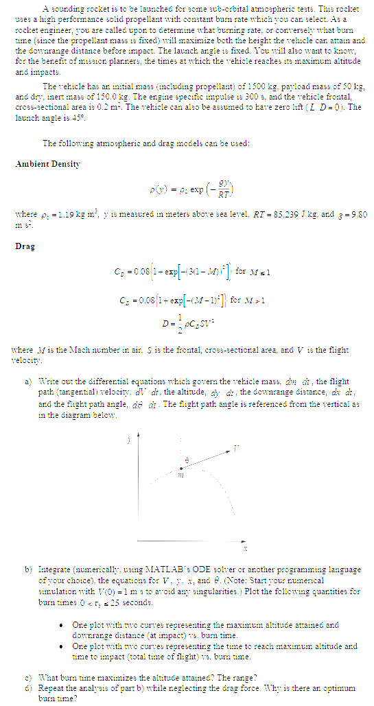 A sounding rocket is to be launched for some | Chegg.com