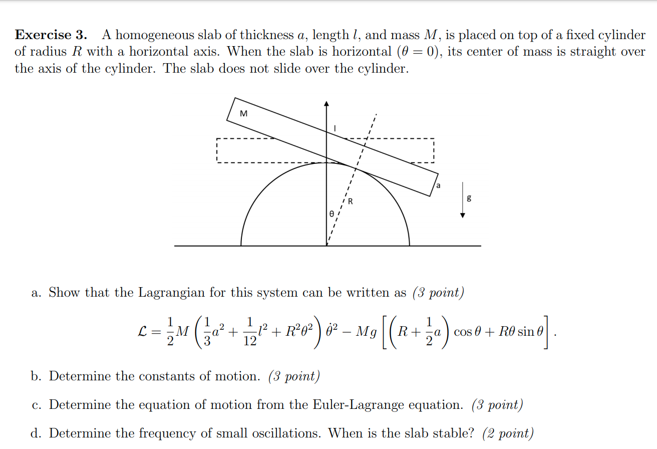 Solved Exercise 3. A homogeneous slab of thickness a, length | Chegg.com