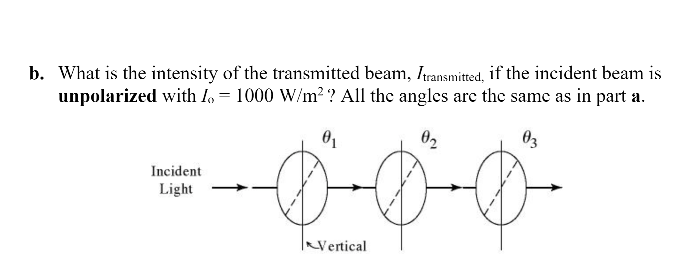 Solved b. What is the intensity of the transmitted beam, | Chegg.com