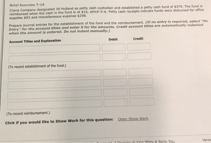 Solved Brief Exercise 7-15 Crane Company designated Jill | Chegg.com