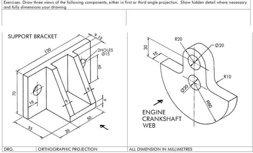 Solved Exercises. Draw three views of the following | Chegg.com