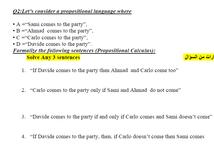 Solved Q2:Let's consider a propositional language where • A | Chegg.com