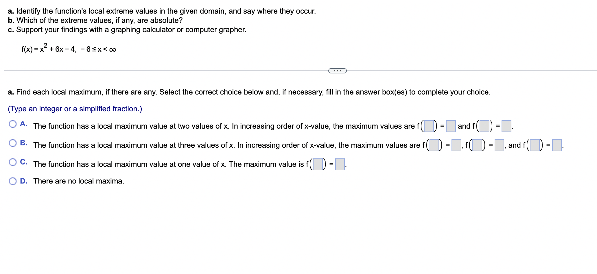 Solved a. Identify the function's local extreme values in | Chegg.com