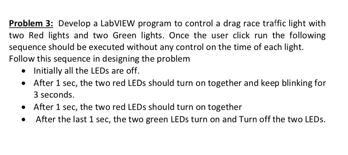 Solved Problem 3: Develop a LabVIEW program to control a | Chegg.com
