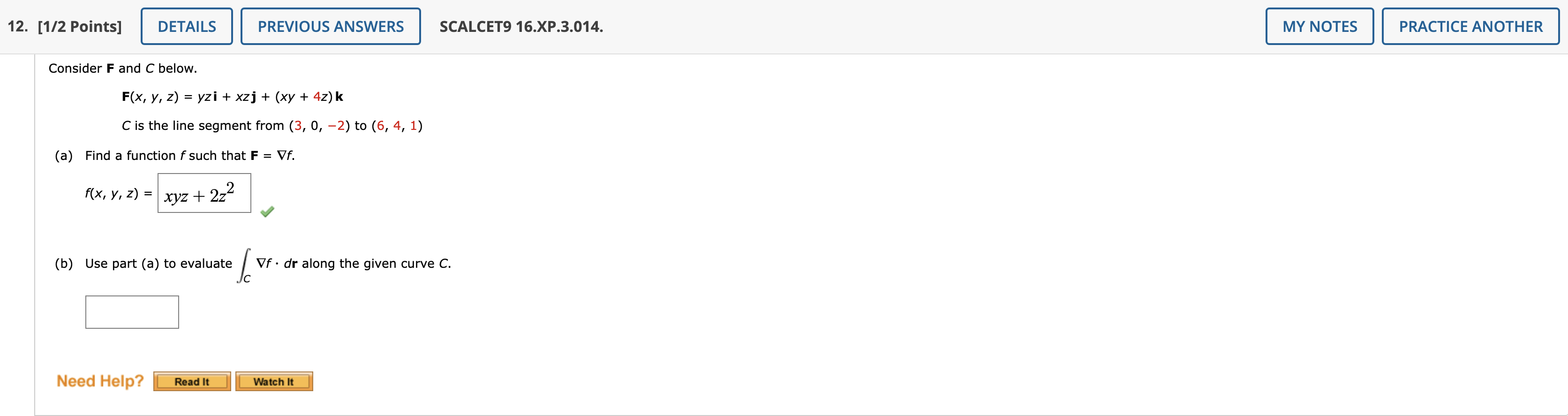Solved [1/2 Points] SCALCET9 16.XP.3.014. Consider F and C | Chegg.com
