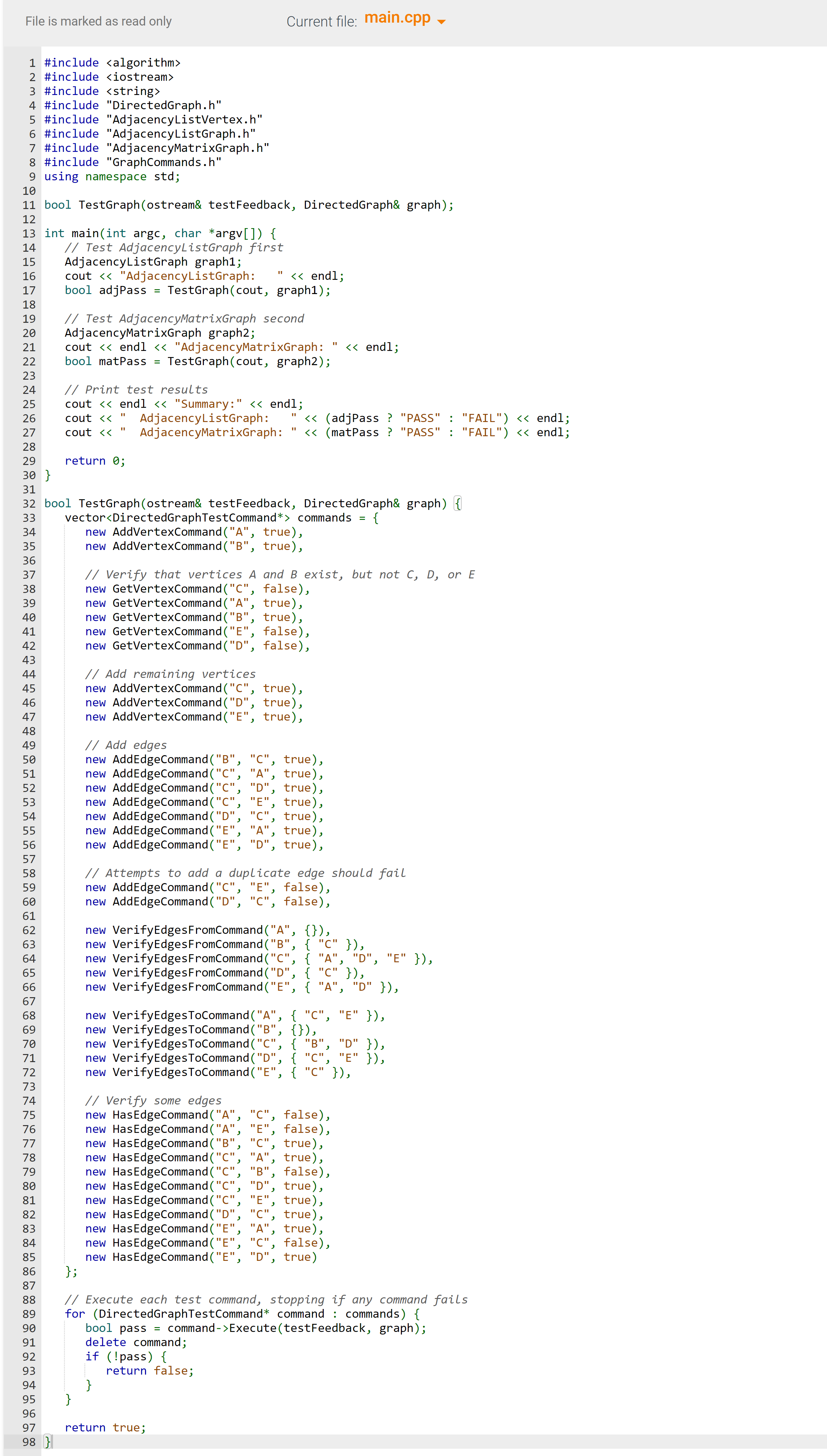 Solved Step 1: Inspect Vertex.h, Edge.h, and | Chegg.com