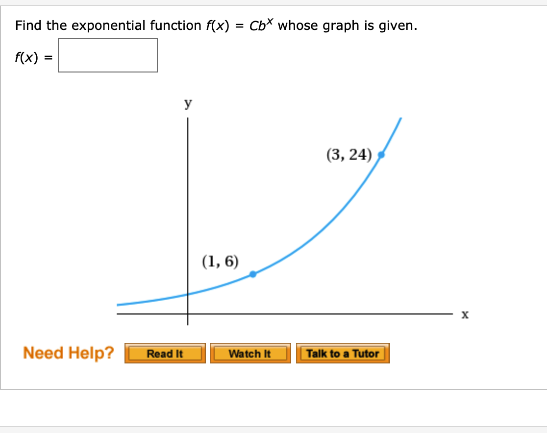 Solved Find the exponential function f(x) = Cbx whose graph | Chegg.com