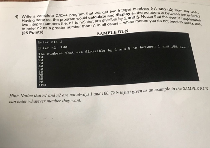 Solved numbers (n1 and n2) from the all the numbers in | Chegg.com