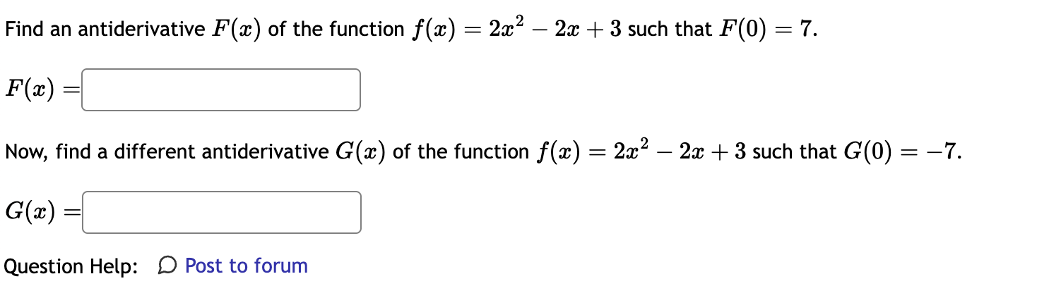 Solved Find an antiderivative F(x) of the function | Chegg.com