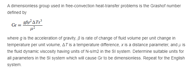 Solved A dimensionless group used in free-convection | Chegg.com