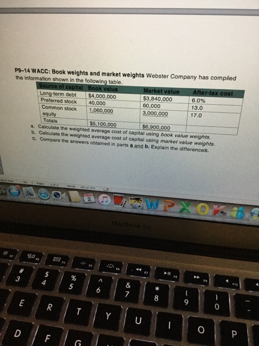 Solved P9–14 WACC: Book weights and market weights Webster | Chegg.com
