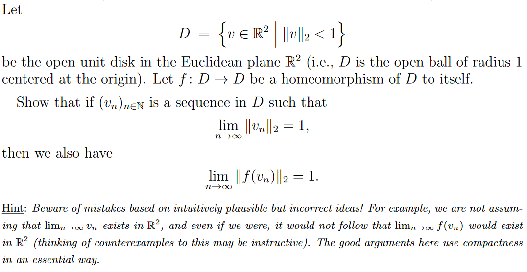 Solved Let D={v∈R2∣∥v∥2