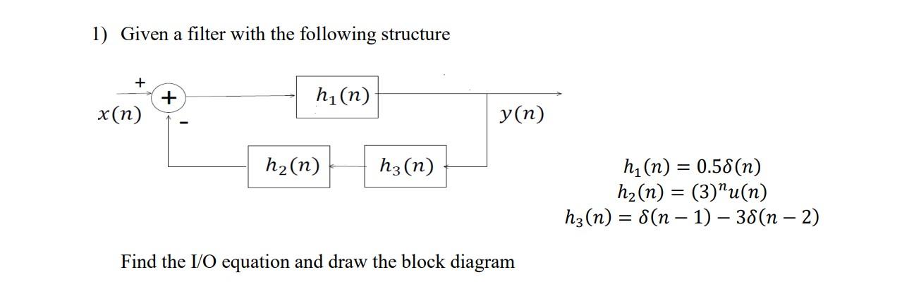 Solved 1) Given a filter with the following structure | Chegg.com