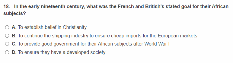 18. In the early nineteenth century, what was the | Chegg.com