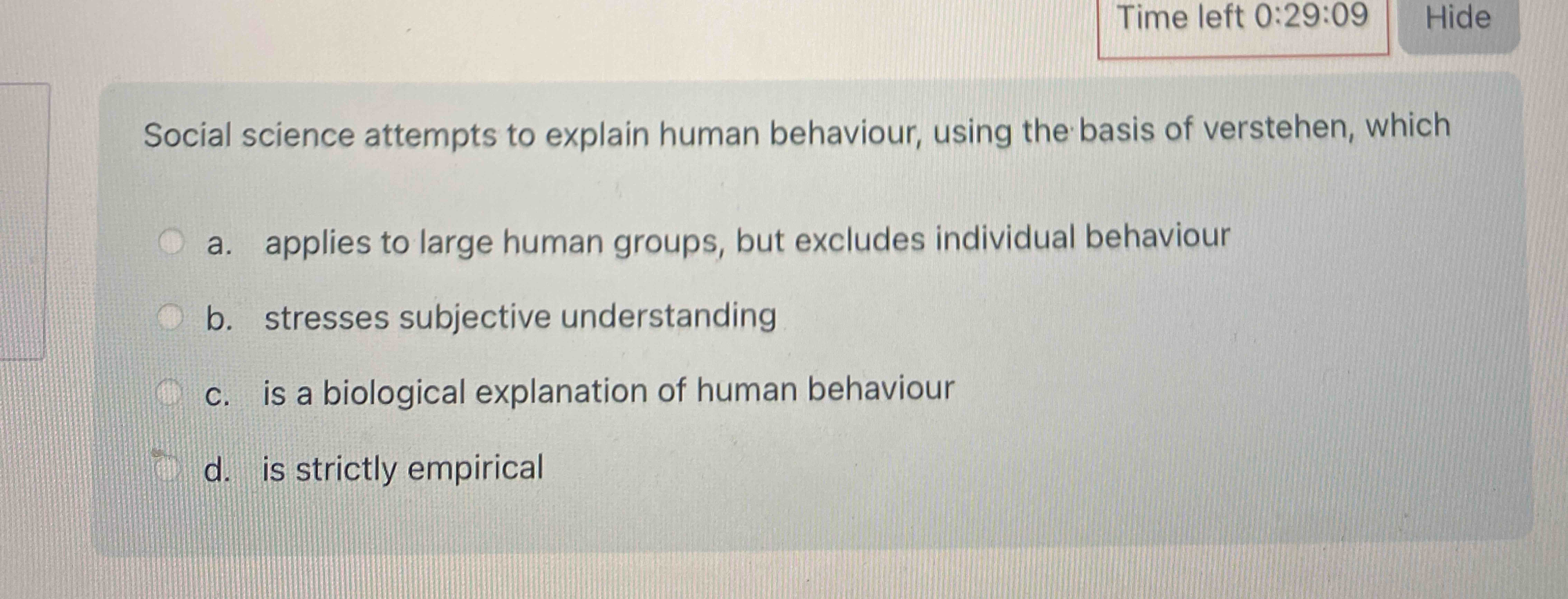 Solved Social science attempts to explain human behaviour, | Chegg.com