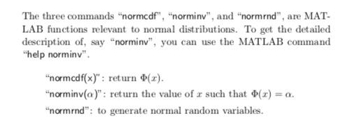 Solved The three commands "normcdf", "norminv", and | Chegg.com