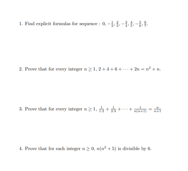 Solved 1. Find explicit formulas for sequence : 0, − 1 2 , 2 | Chegg.com