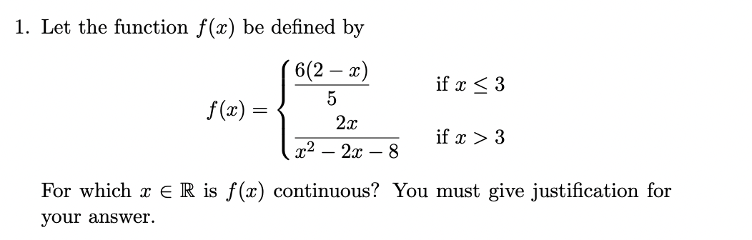Solved 1. Let the function f(x) be defined by | Chegg.com
