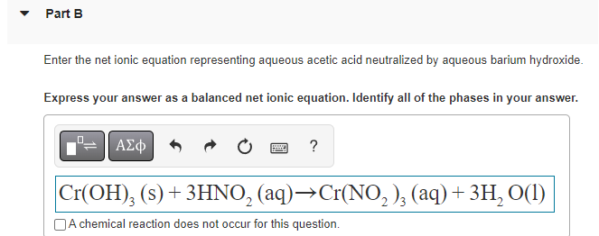 Solved Enter the net ionic equation representing aqueous | Chegg.com