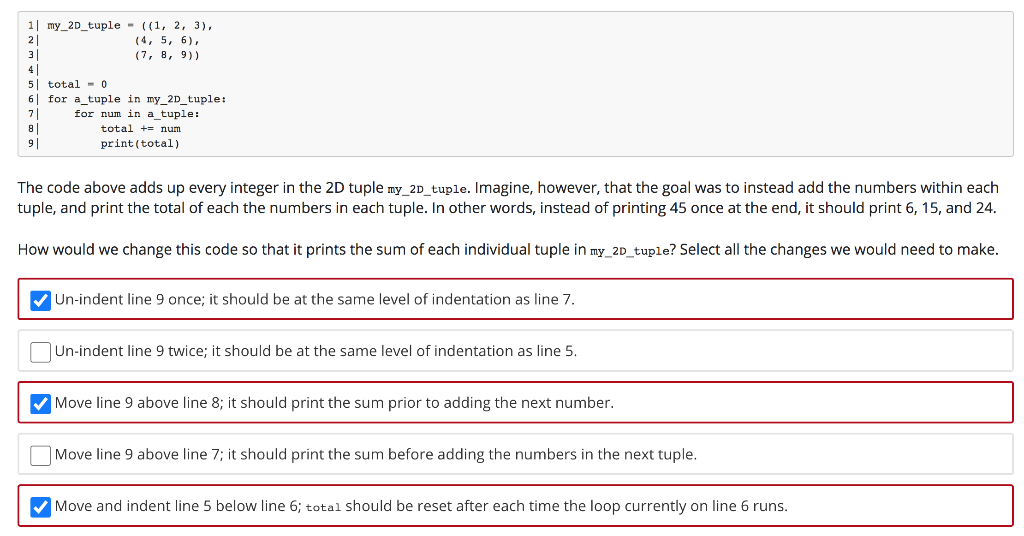 Solved 1| my 2D tuple = {(1, 2, 3), 2 (4, 5, 6), 3 (7, 8, | Chegg.com