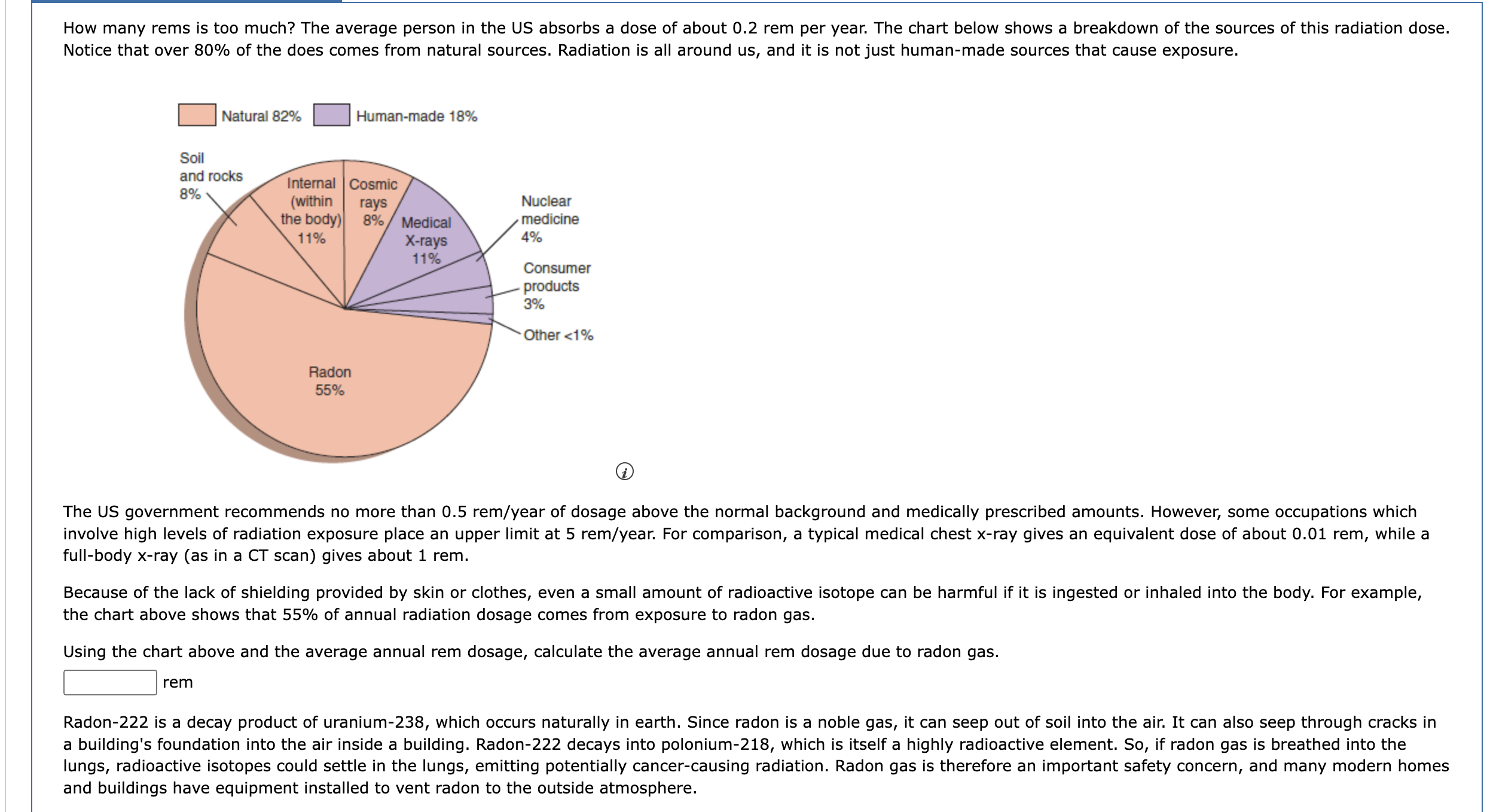 Solved Notice that over 80% ﻿of the does comes from natural | Chegg.com